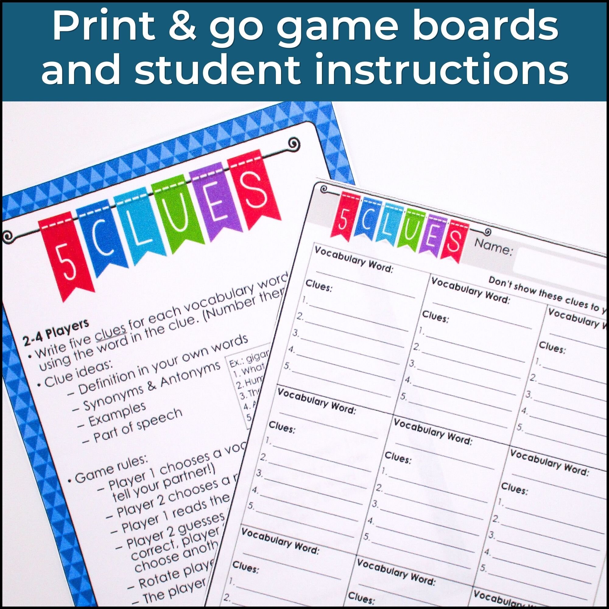 Vocabulary Games for Partners and Whole Group Word Work for - Etsy