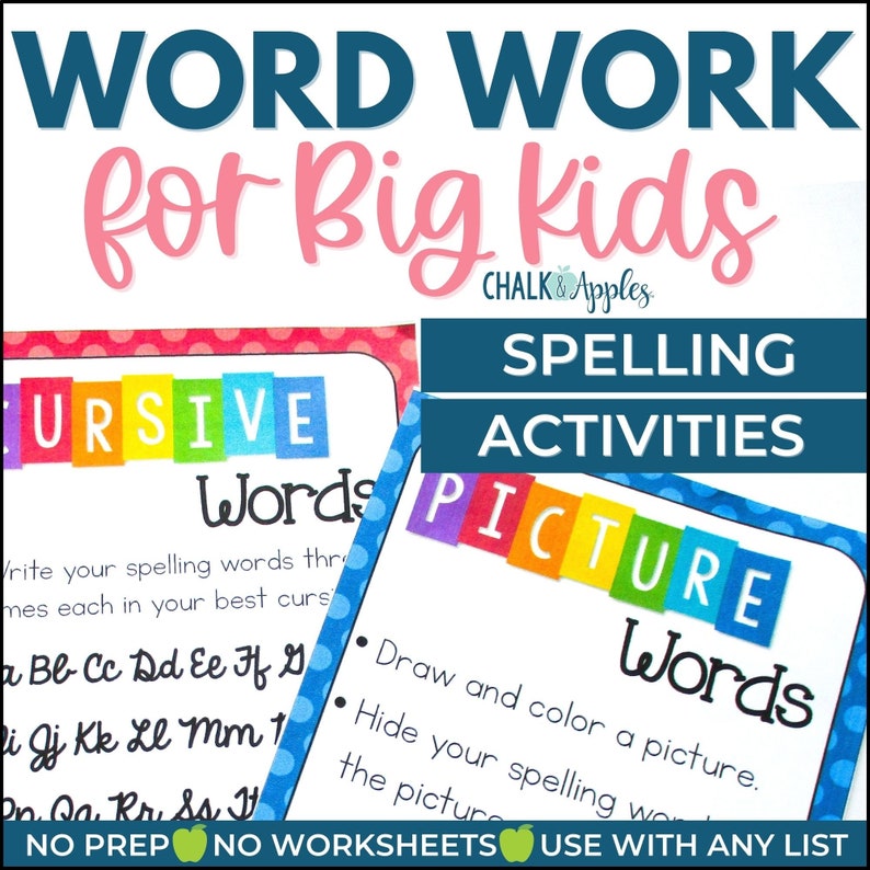 Spelling Activities for Any List: Word Work for Big Kids - Etsy