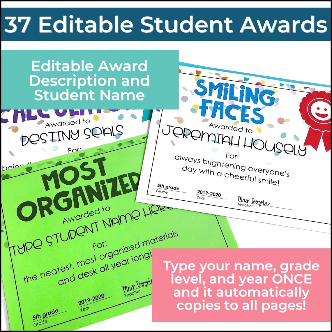 End of the Year Awards Editable End of Year Student Awards Print ...