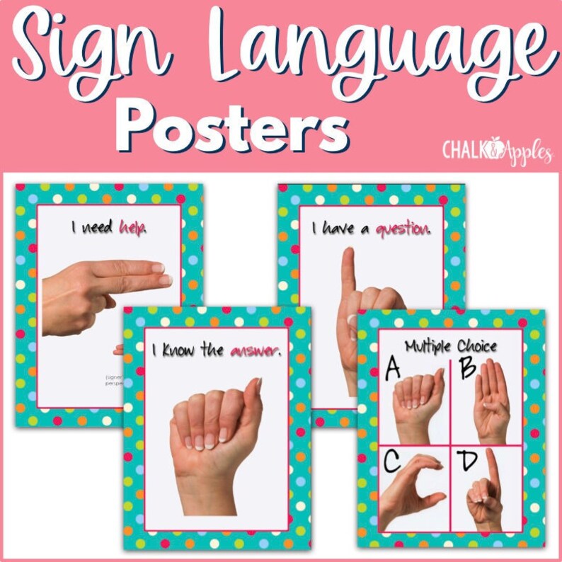 Sign Language Posters for Classroom Management - Etsy
