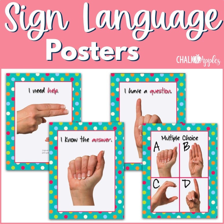 Sign Language Posters for Classroom Management - Etsy