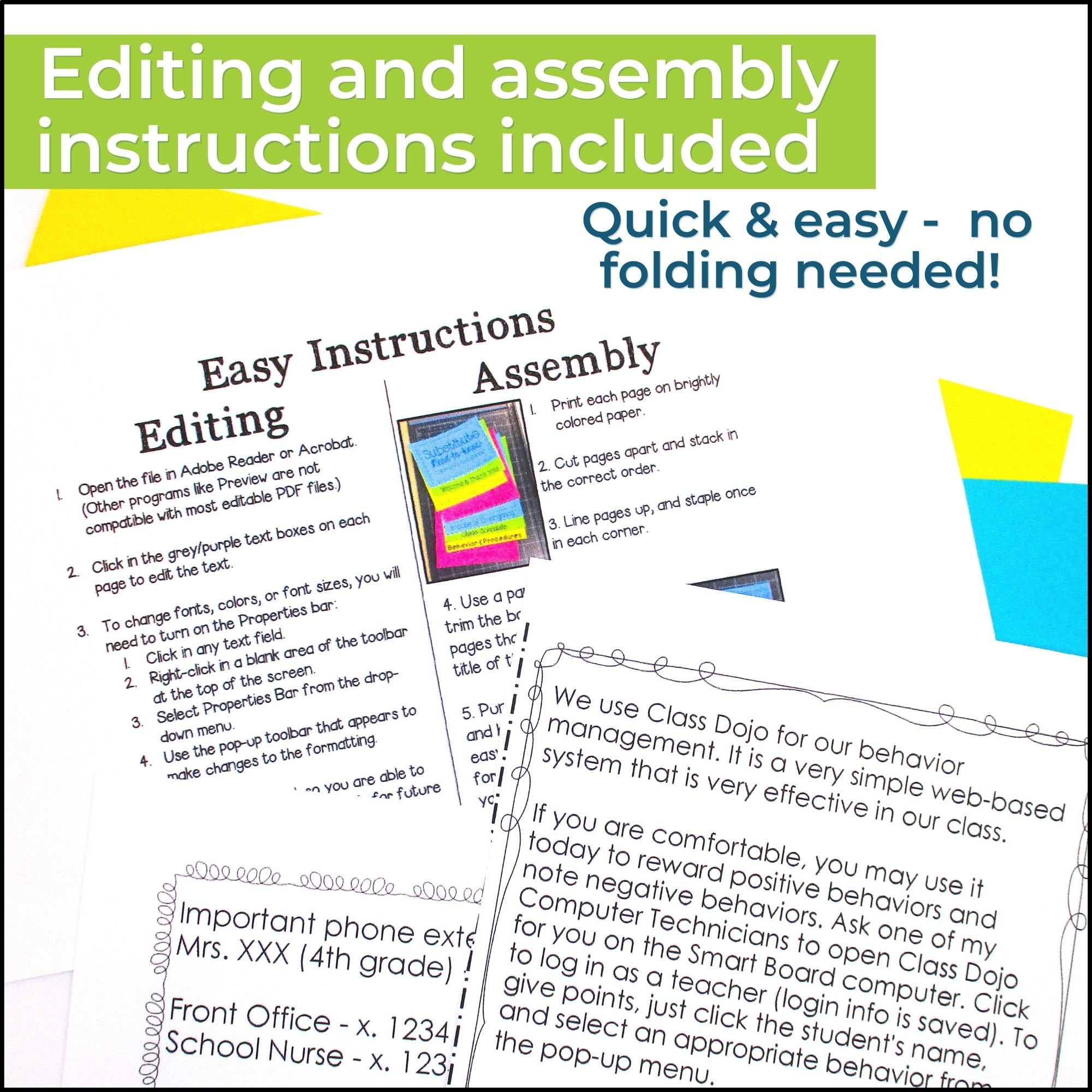 Substitute Flipbook Editable Quick Reference Substitute Binder ...