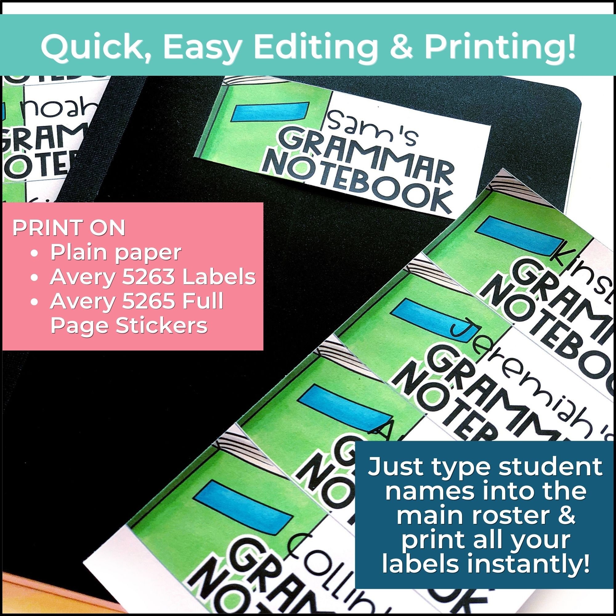 Instant Editable Binder Labels, Student Notebook Labels, and Folder ...