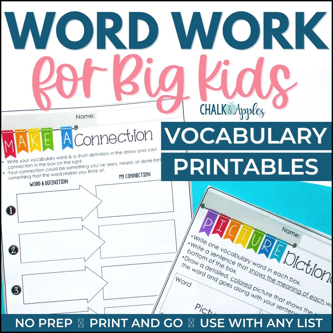 Vocabulary Graphic Organizers Printable Word Work for Big Kids - Etsy