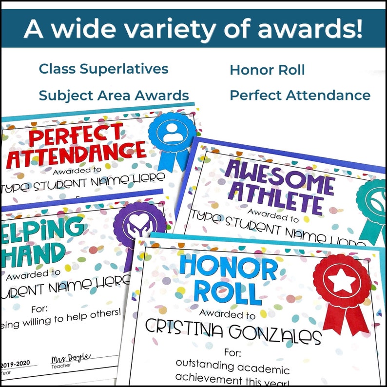 End of the Year Awards Editable End of Year Student Awards Print ...