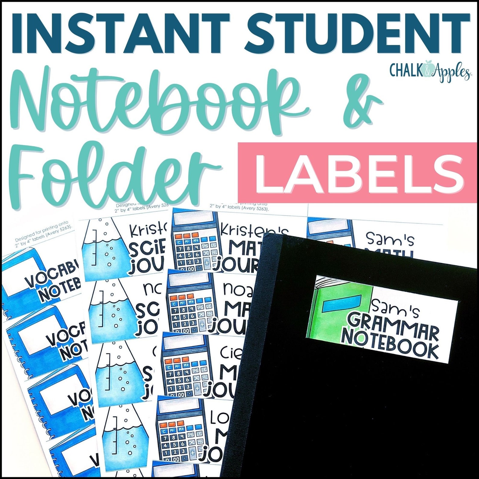 Instant Editable Binder Labels Student Notebook Labels and - Etsy