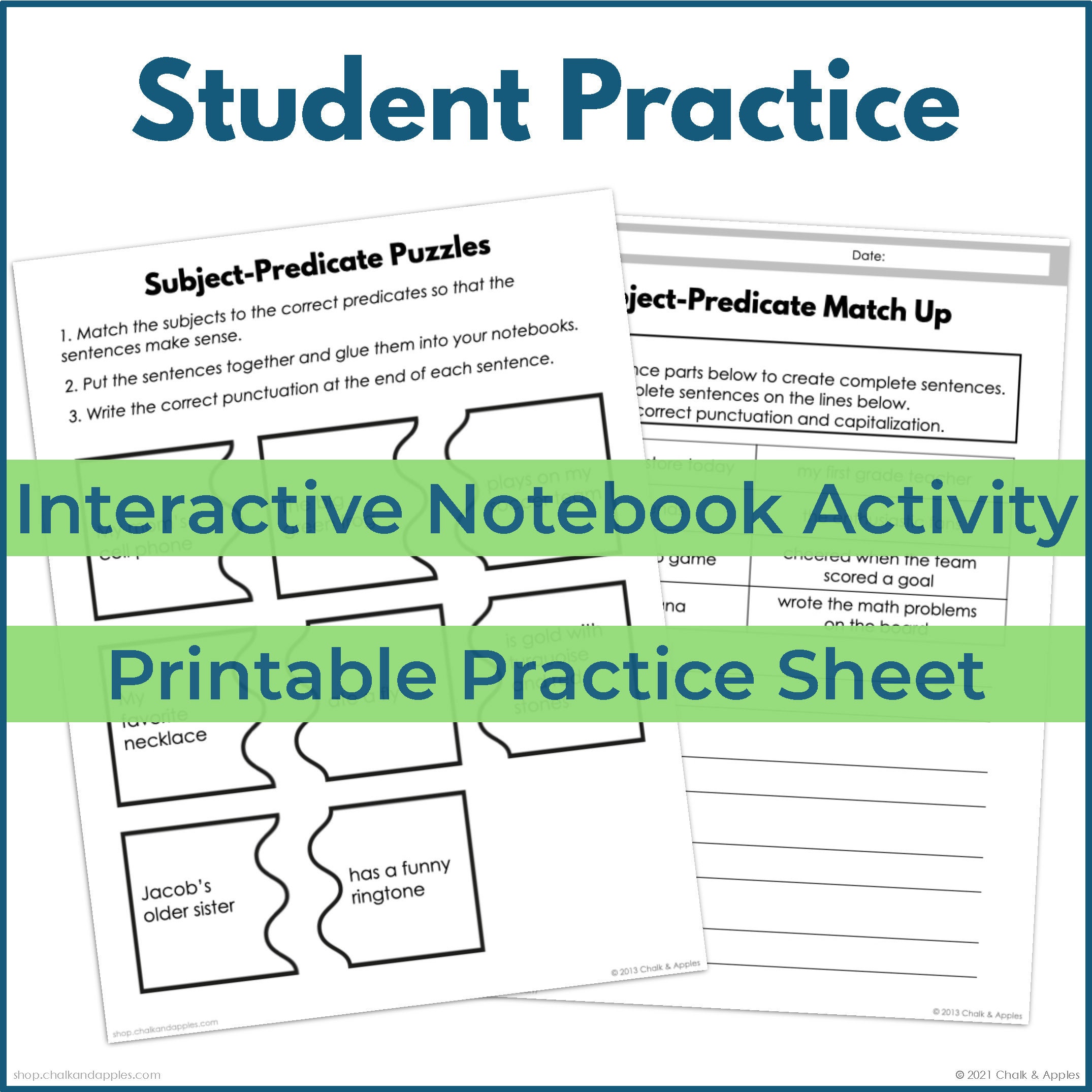 Subject and Predicate Lesson and Activities - Etsy