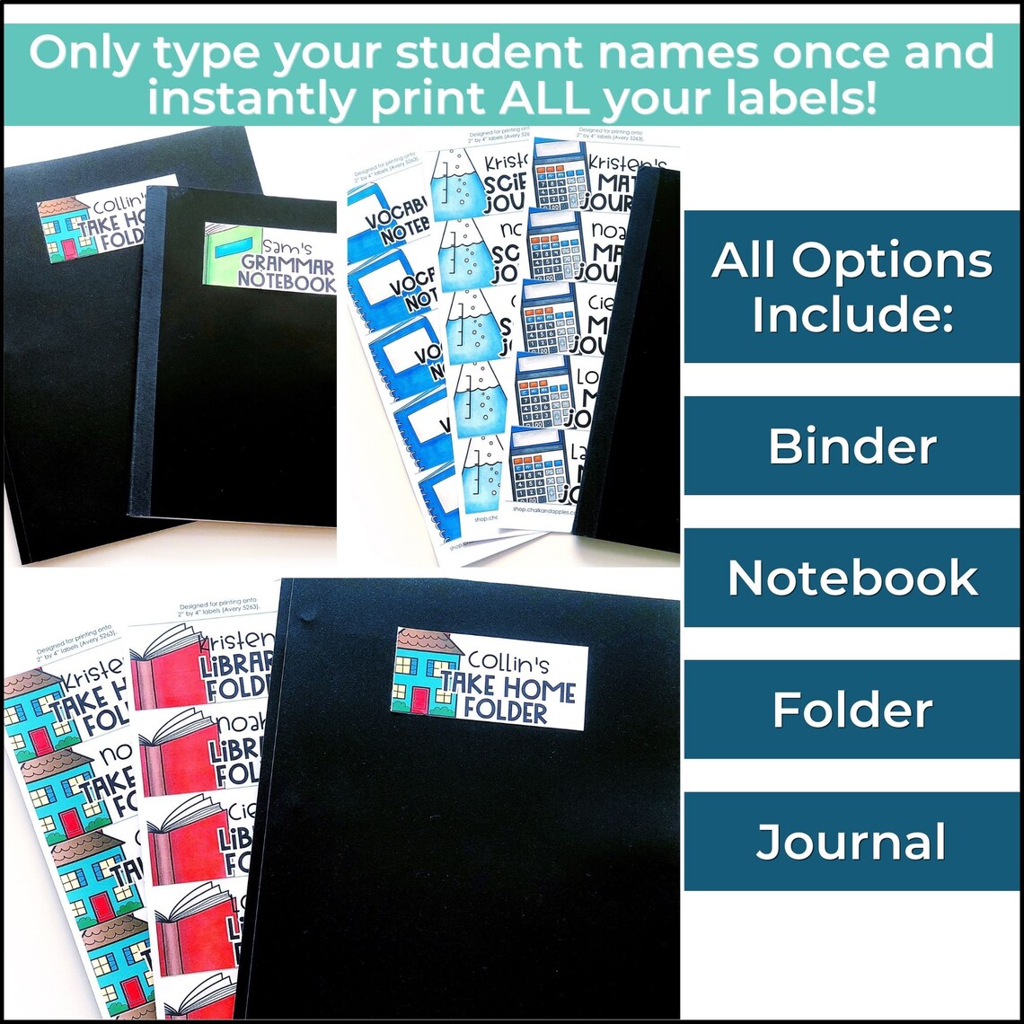 Instant Editable Binder Labels, Student Notebook Labels, and Folder ...