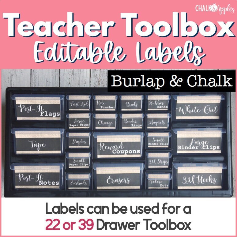 Teacher Toolbox Burlap & Chalk Rustic Farmhouse Chic - Etsy