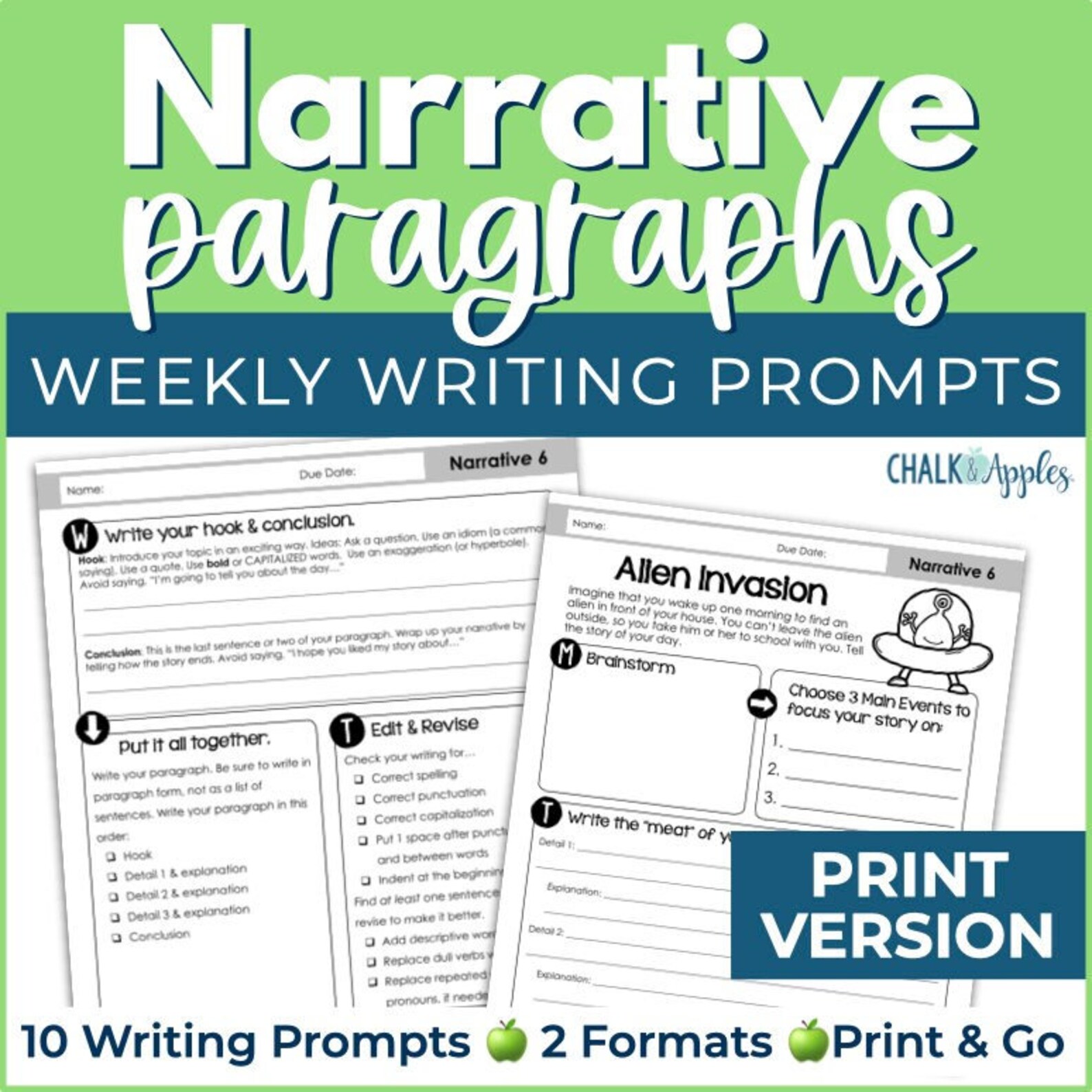 Narrative Writing Weekly Paragraph Writing Prompts - Etsy