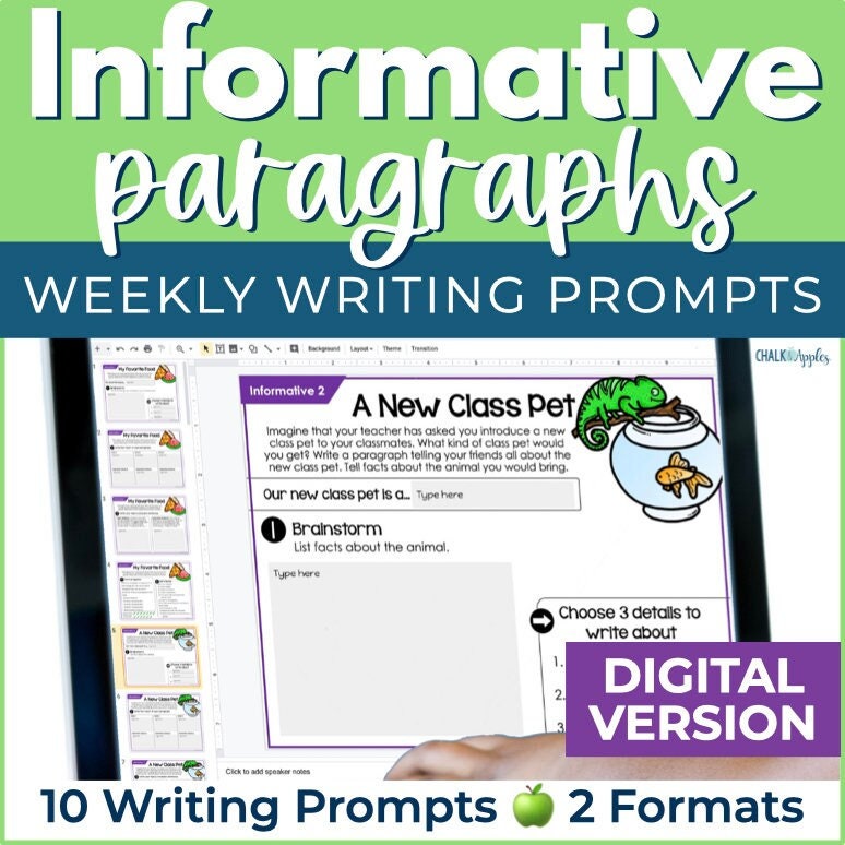 Informative Paragraphs DIGITAL Weekly Paragraph Writing Prompts - Etsy