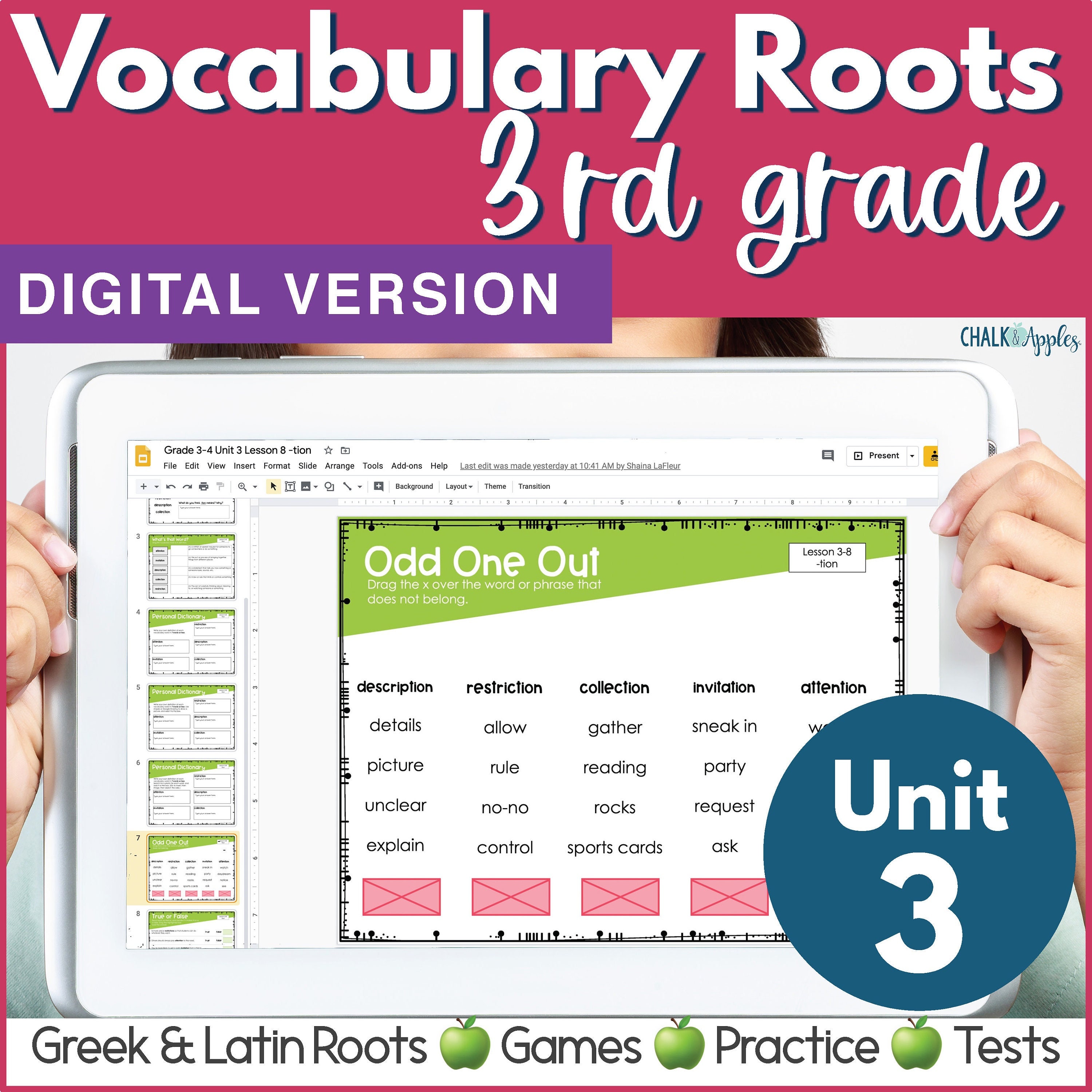3rd Grade DIGITAL Vocabulary UNIT 3 Greek & Latin Root Words - Etsy