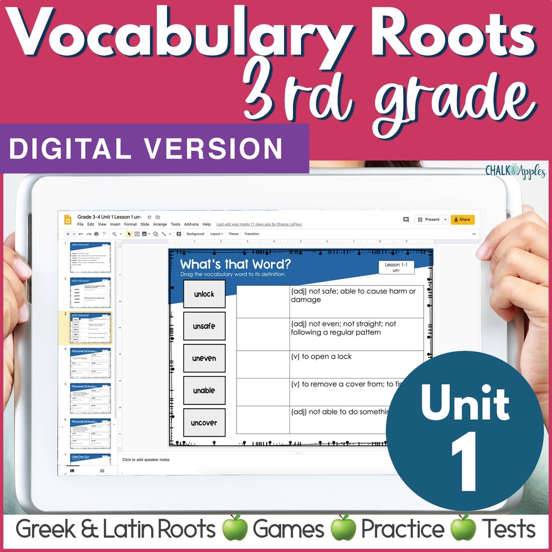 3rd Grade DIGITAL Vocabulary UNIT 1 Greek & Latin Root Words - Etsy