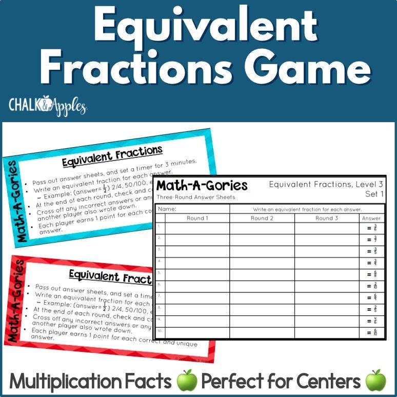 Equivalent Fractions Game Mathagories - Etsy