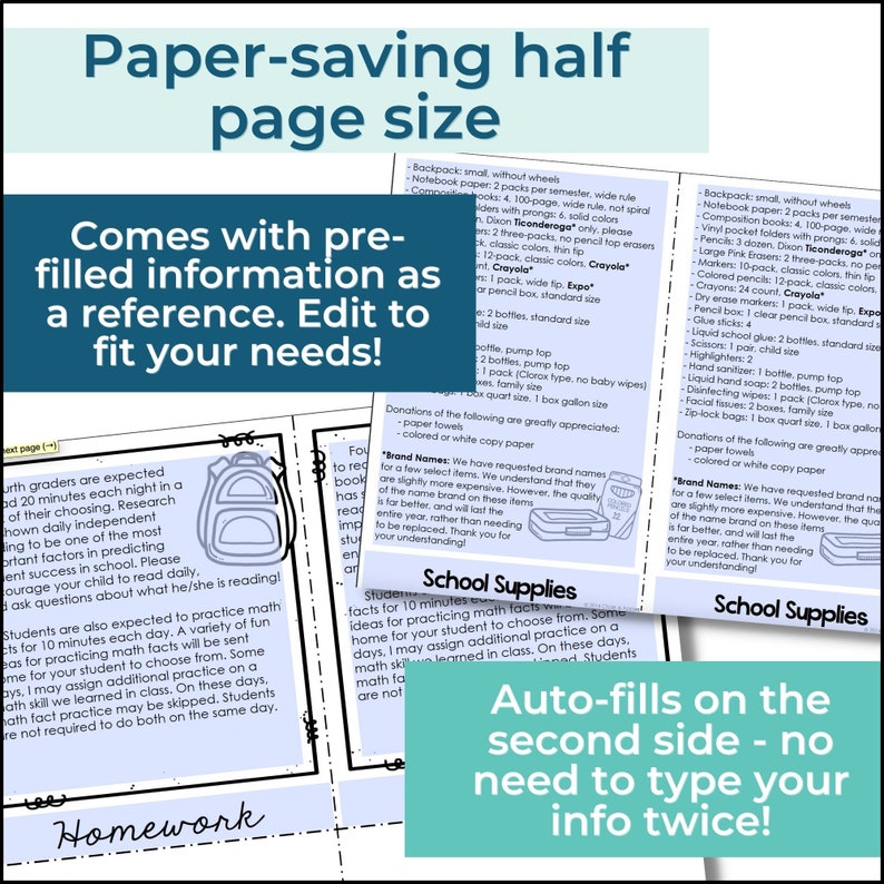 Back to School Flipbook for Meet the Teacher Night Editable Parent ...