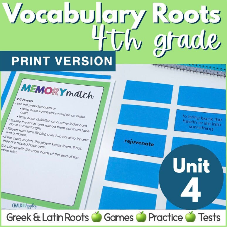 4th Grade Vocabulary Greek & Latin Root Words Unit 4 Print Version - Etsy