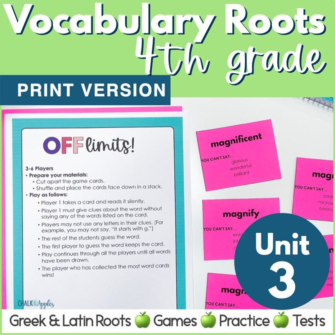 4th Grade Vocabulary Greek & Latin Root Words Unit 3 Print Version - Etsy