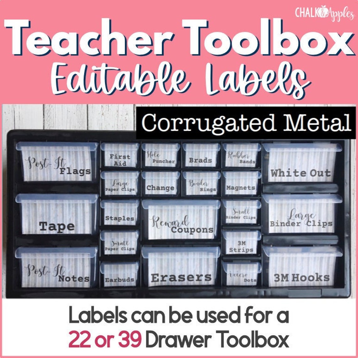 Teacher Toolbox Corrugated Metal Rustic Farmhouse Chic - Etsy