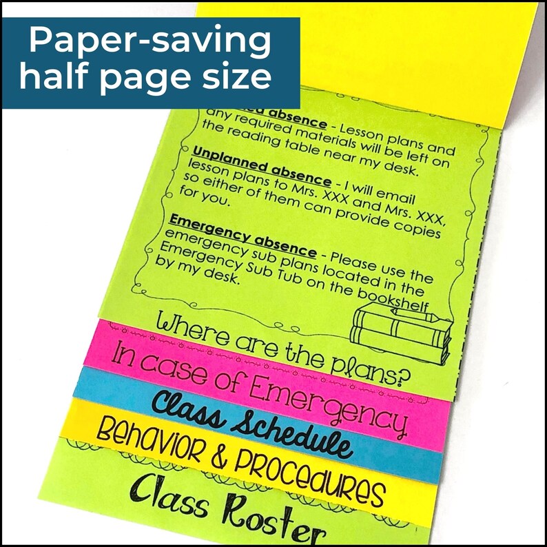 Substitute Flipbook Editable Quick Reference Substitute Binder ...