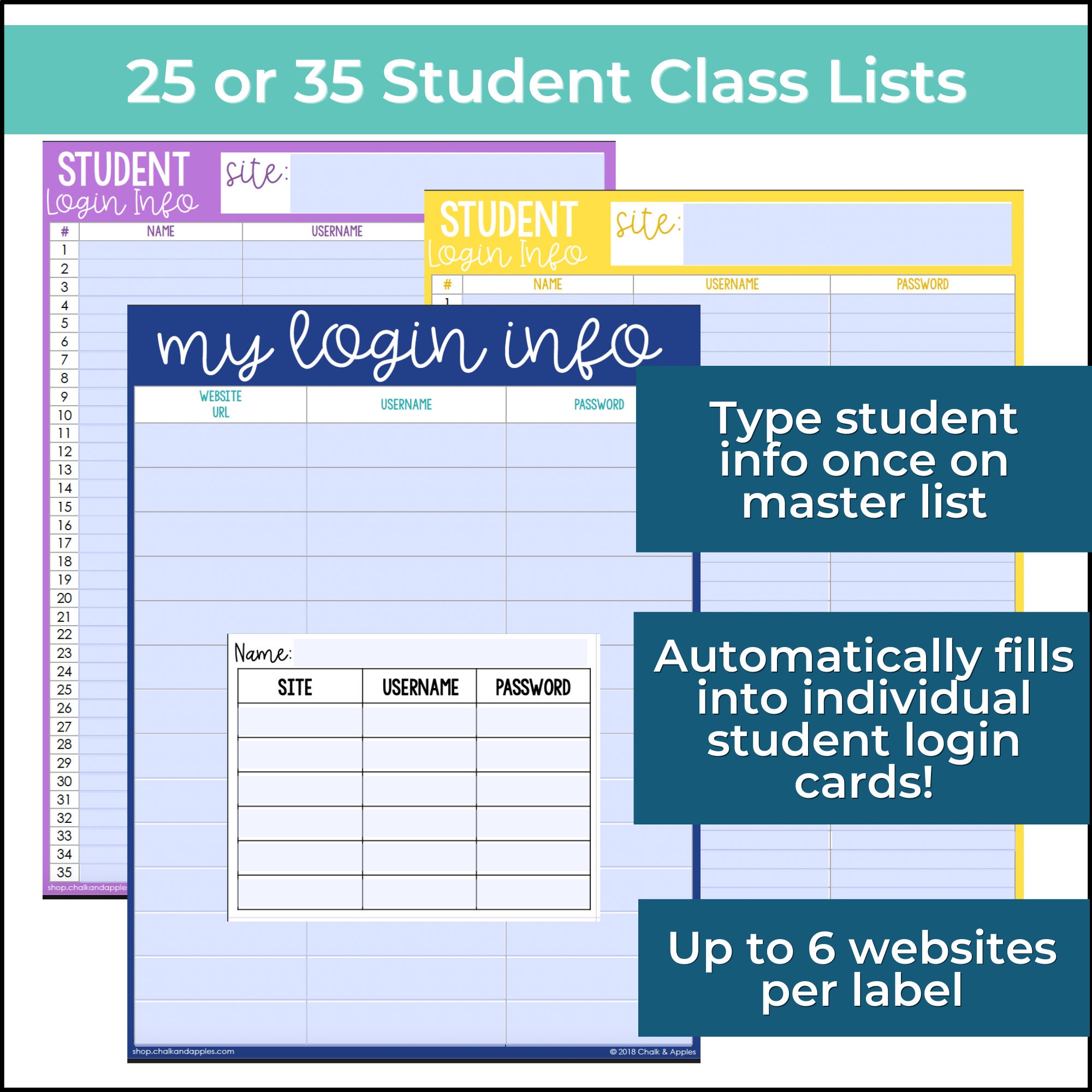 Editable Student Login & Password Cards Autofill Student Login Labels ...