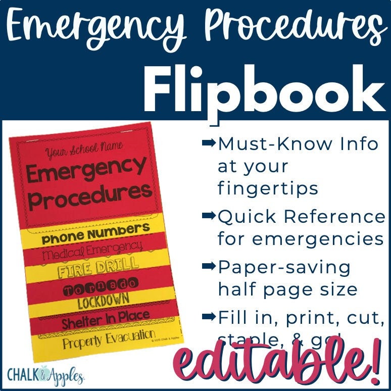 Emergency Procedures Flip Book editable Flipbook - Etsy