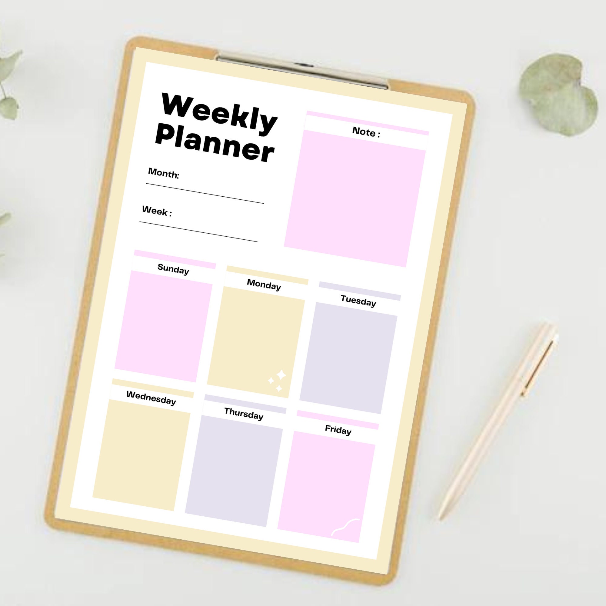 Weekly Digital Planner, Weekly Planner, Printable Instant Download ...