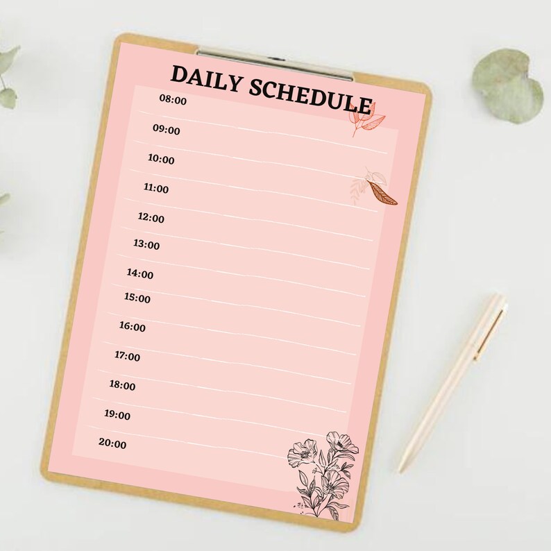 Personal Daily Schedule, Printable Instant Download, Hourly Planner ...
