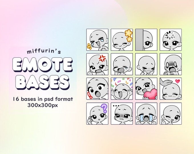 15x DIY PSD Chibi Emote Bases Pack/set Twitch / Youtube / - Etsy 15x DIY PSD Chibi Emote Bases Pack/set Twitch / Youtube / - Etsy