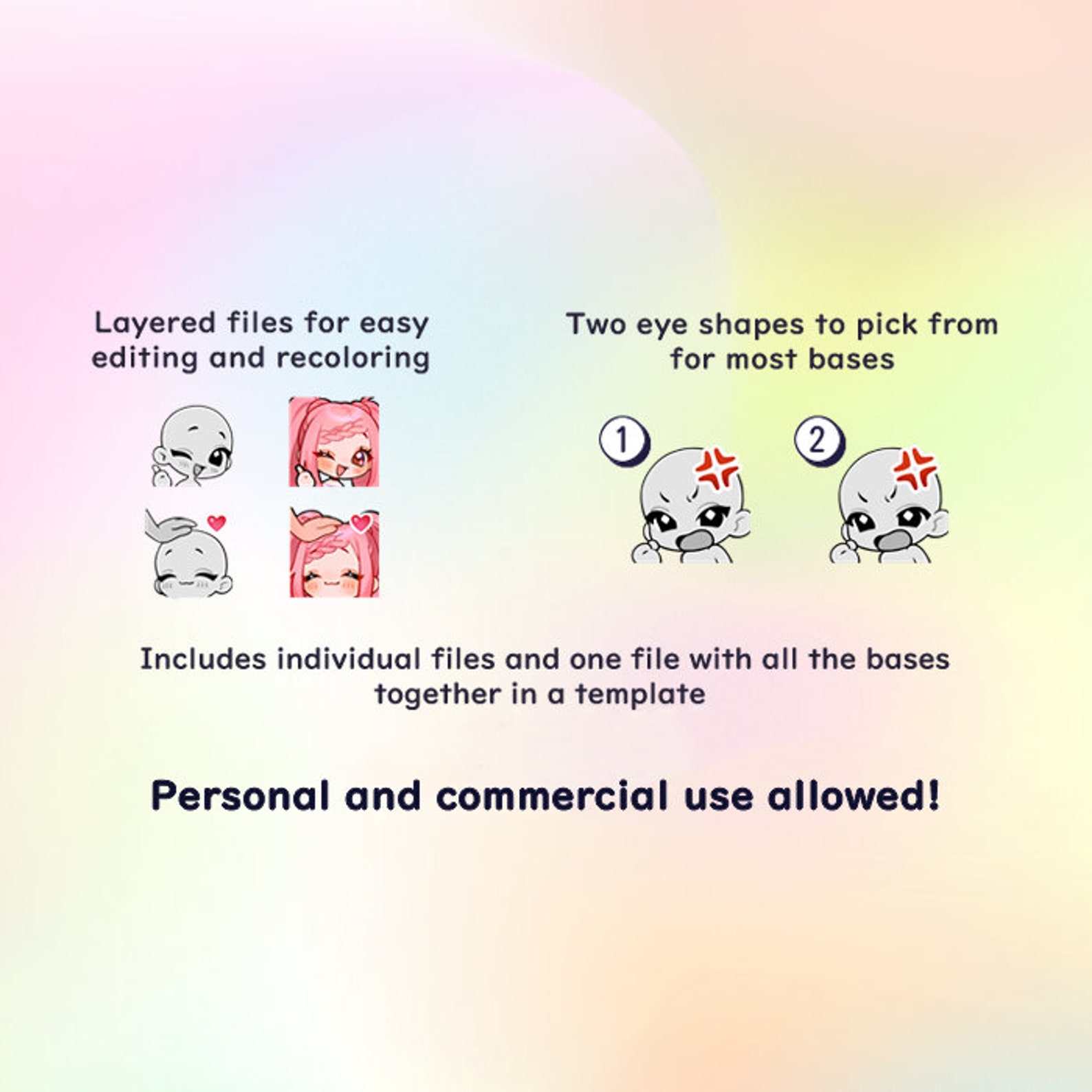 Emote Base Pack 01 16 Bases Para Dibujar Tus Propios Emotes - Etsy