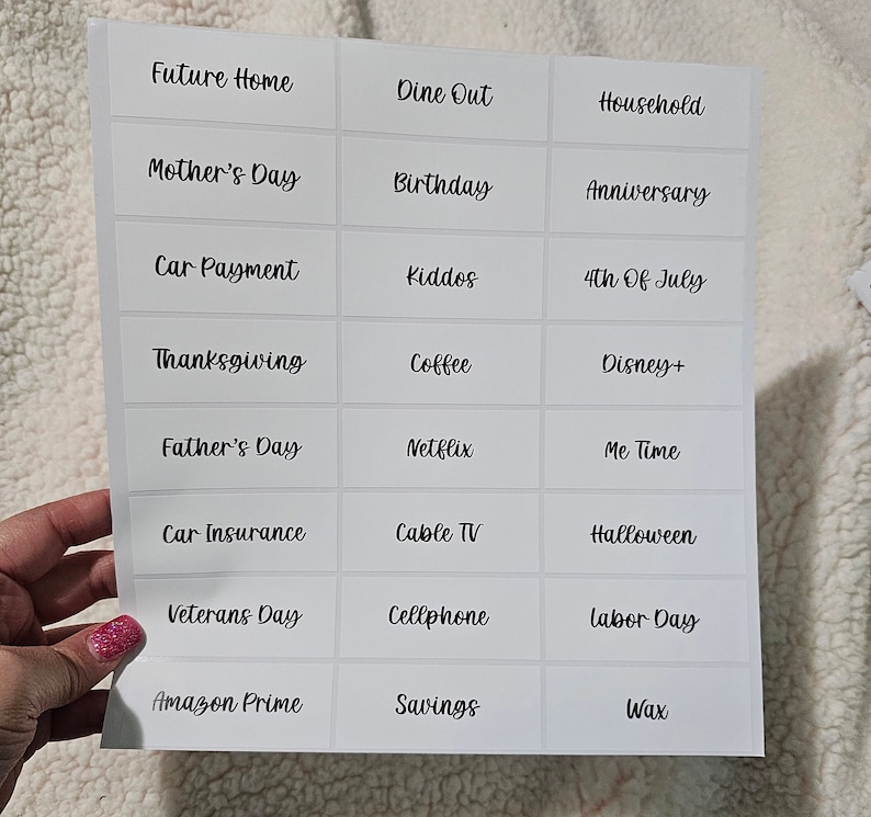 Cash Envelope Stickers, Preprinted 48 Budget Categories for Cash ...
