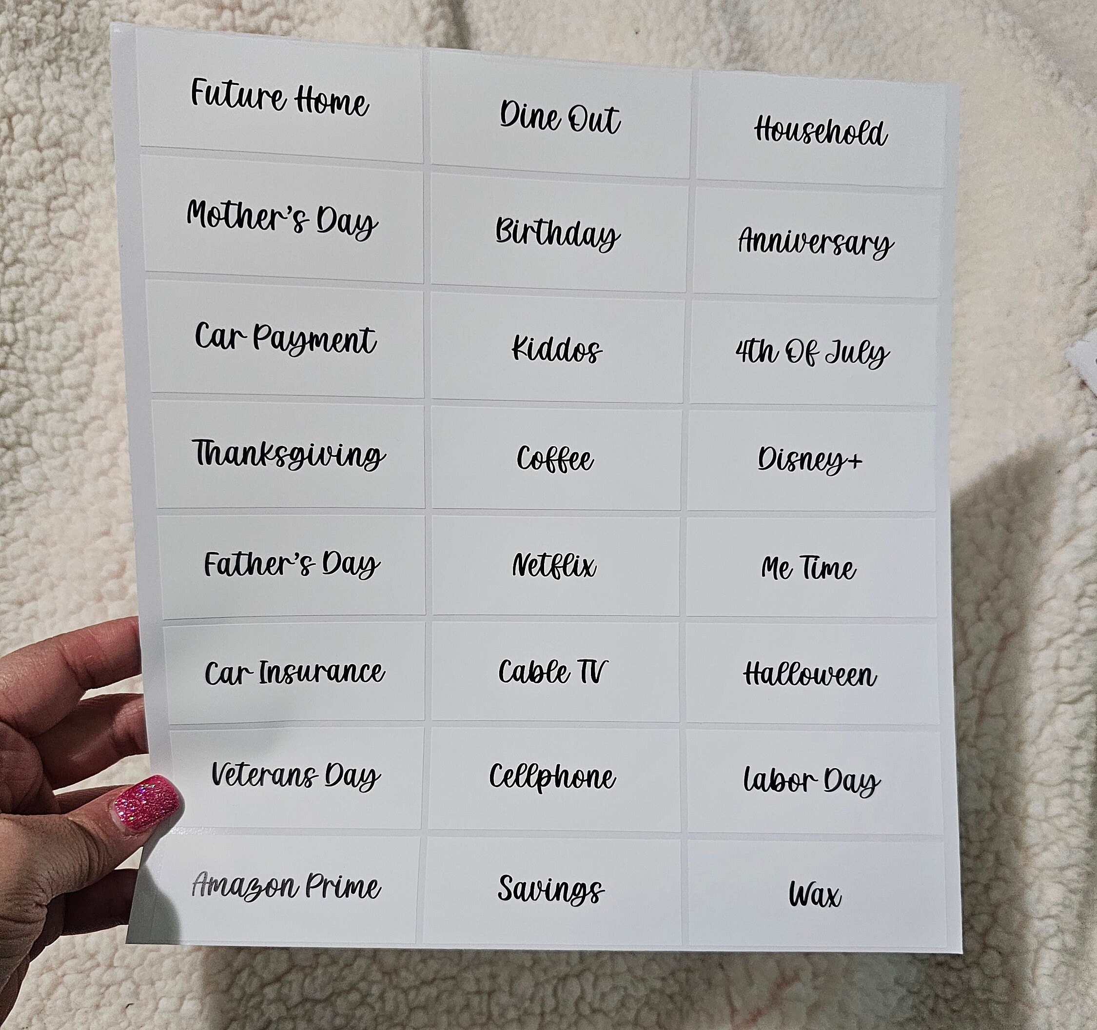 Cash Envelope Stickers, Preprinted 48 Budget Categories for Cash ...