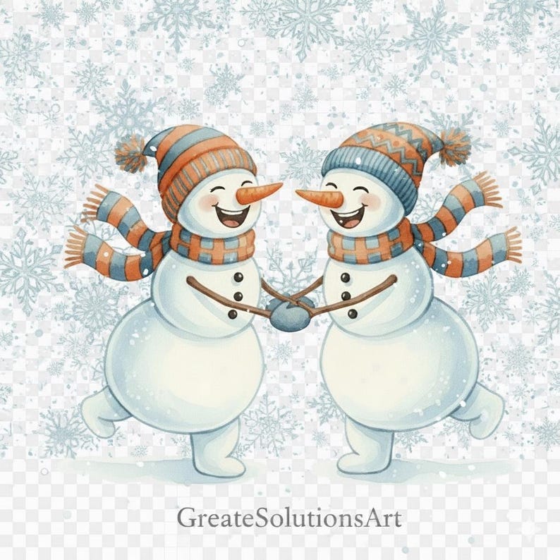 Snowman PNG Clipart: Christmas Cozy Couple Best Seller (digital ...