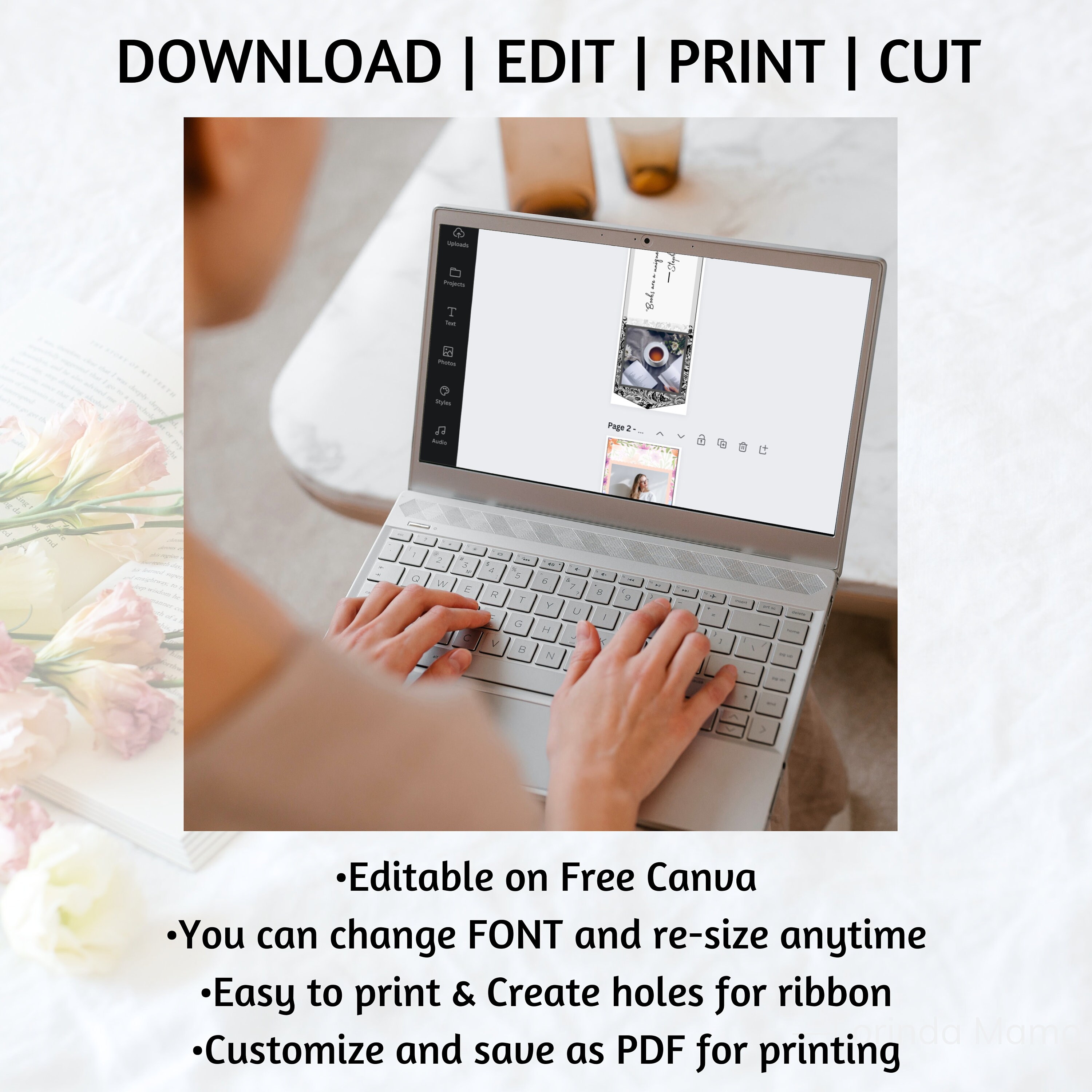 Editable Bookmarks Template, Bookworm Quotes, Add Your Own Picture ...