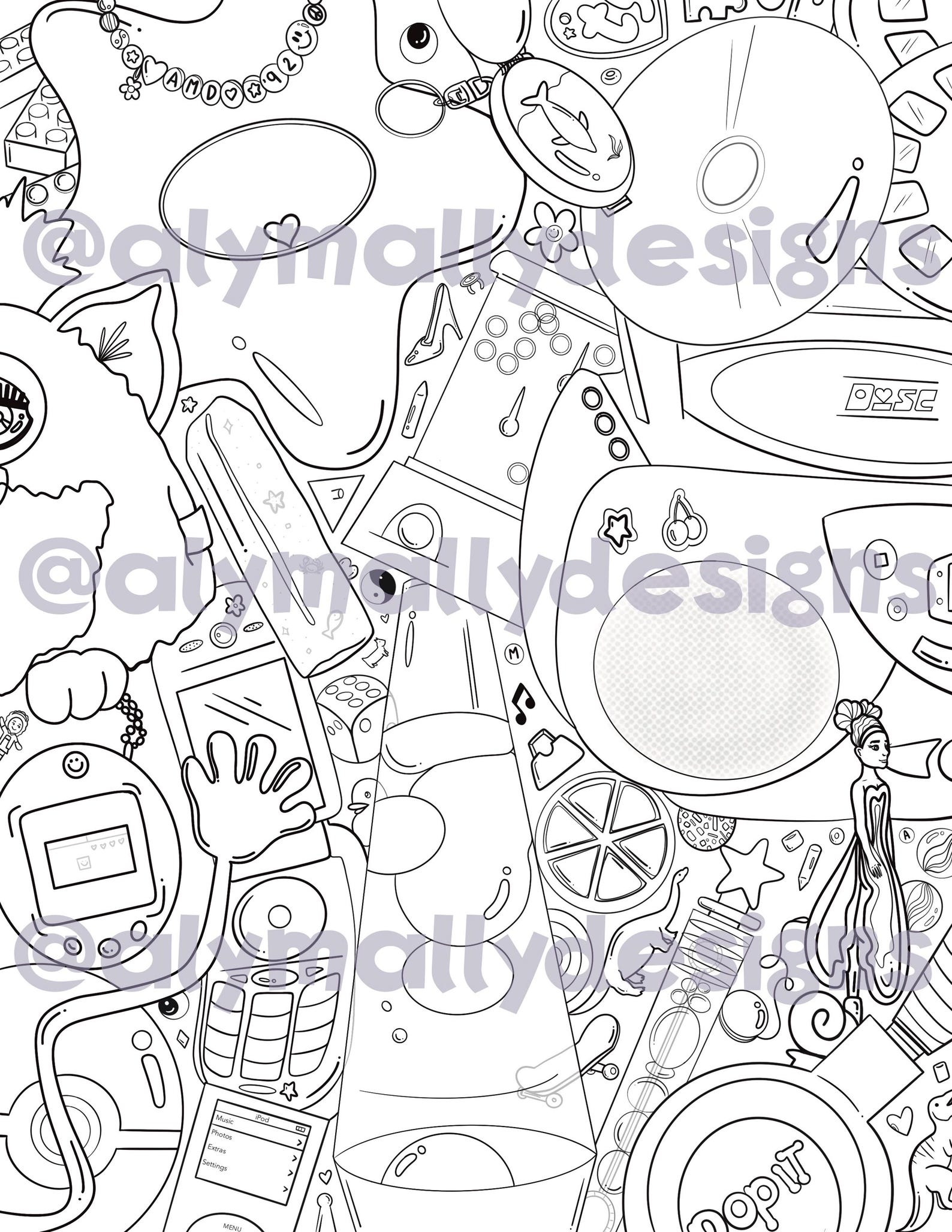 Millennial Nostalgic Coloring Page (single Page)— Digital Download PDF ...