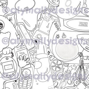 Millennial Nostalgic Coloring Page (single Page)— Digital Download PDF ...