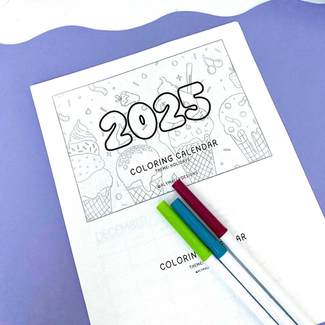 2025 Monthly Coloring Calendar Printable PDF Downloads | Seasonal ...