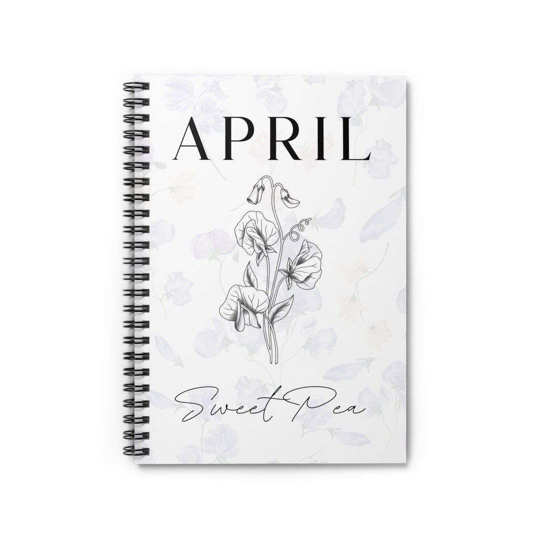 Floral Sweet Pea Notebook, April Birth Flower Journal, Tattoo Flower ...