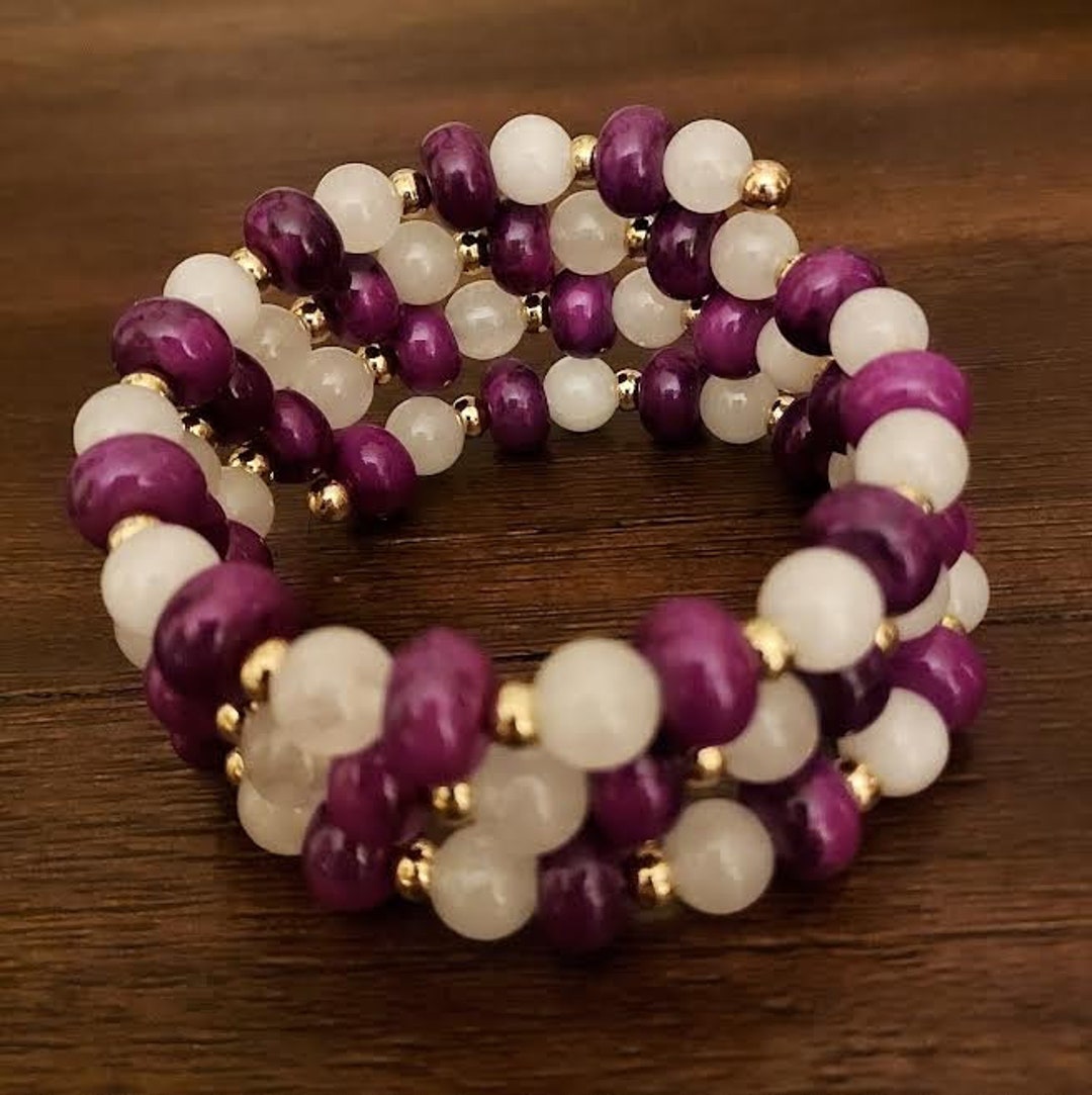 Purple Memory Wire Bracelet - Etsy