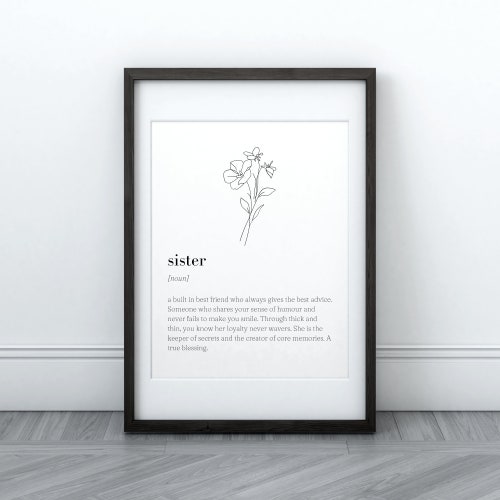 Sister Gift Printable Wall Art Sister Definition Prints - Etsy