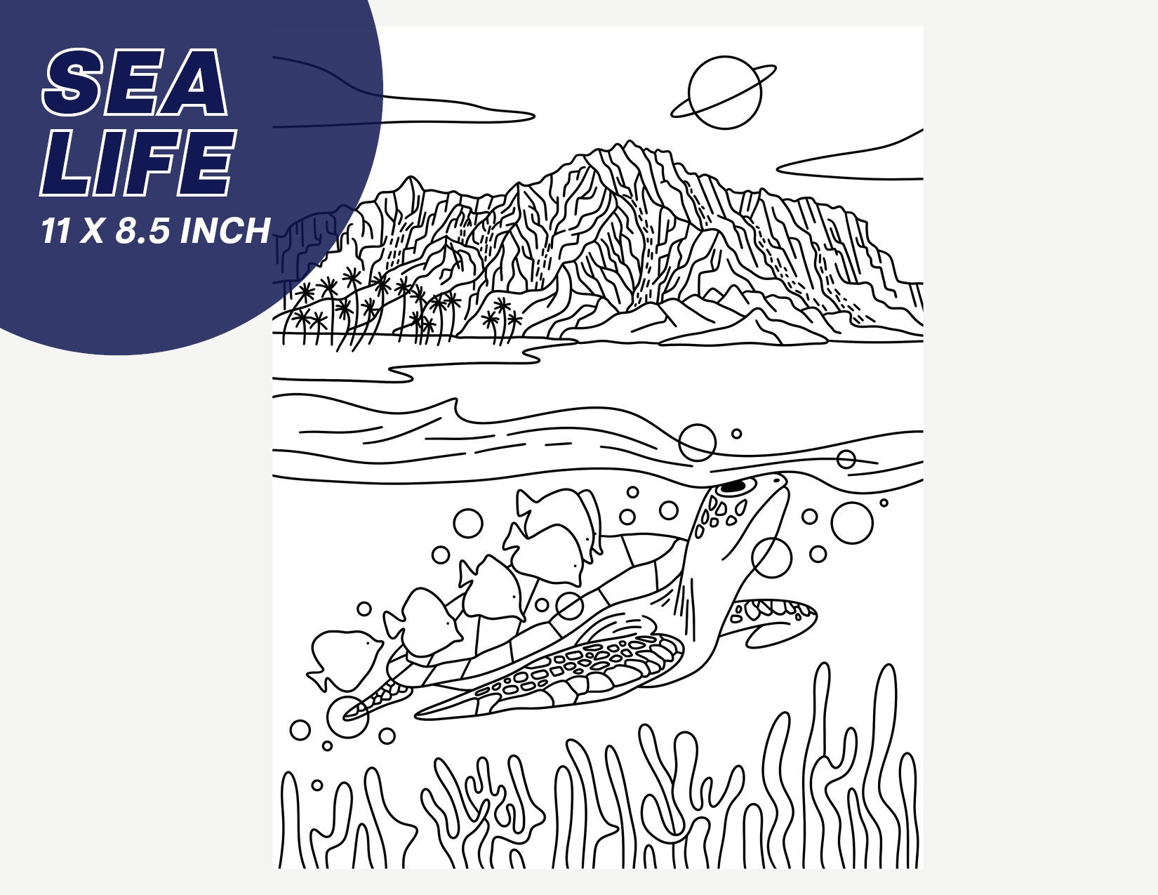 INSTANT DOWNLOAD Sea Life Coloring Page, Printable Coloring Page ...
