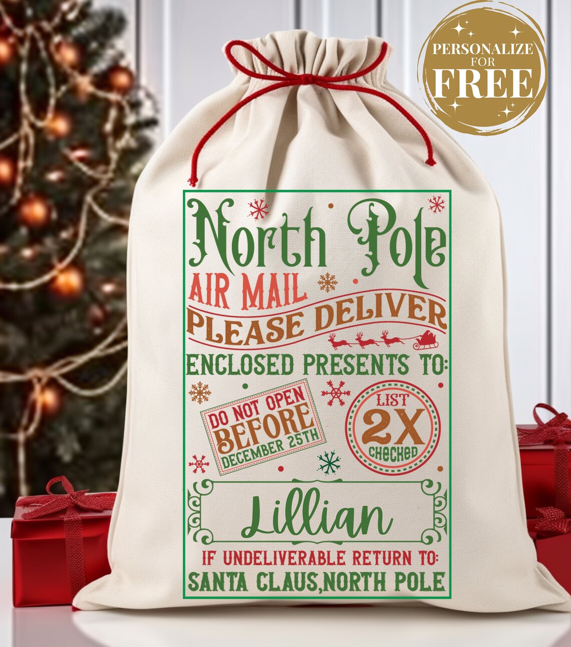 Large Personalized Santa's Sack, Jumbo Santa Claus Bag for Christmas ...