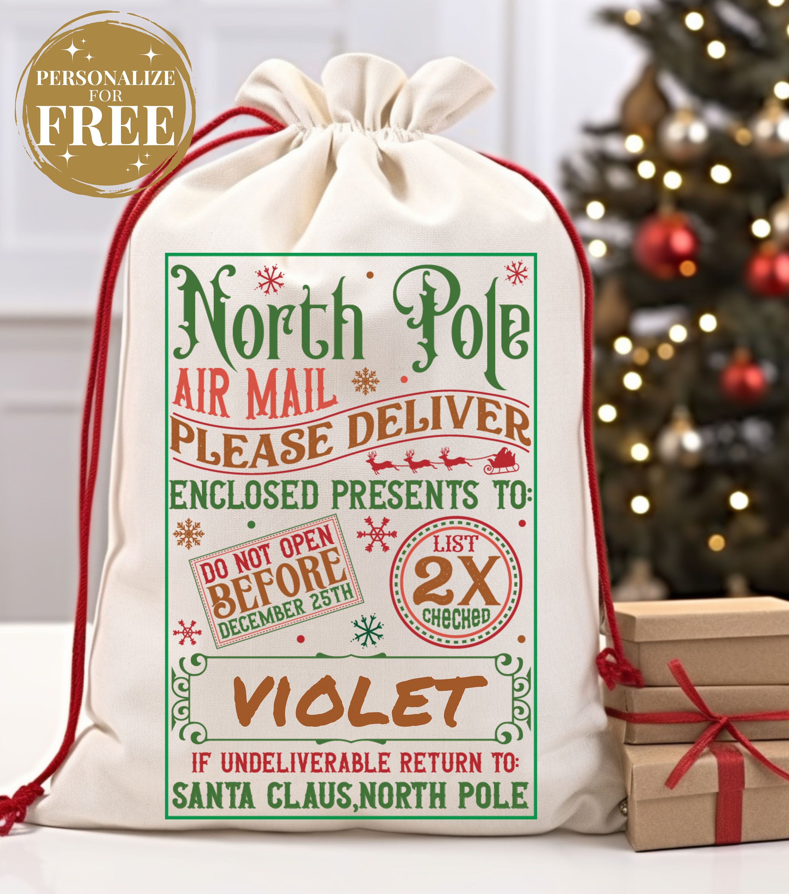 Large Personalized Santa's Sack Jumbo Santa Claus Bag for - Etsy