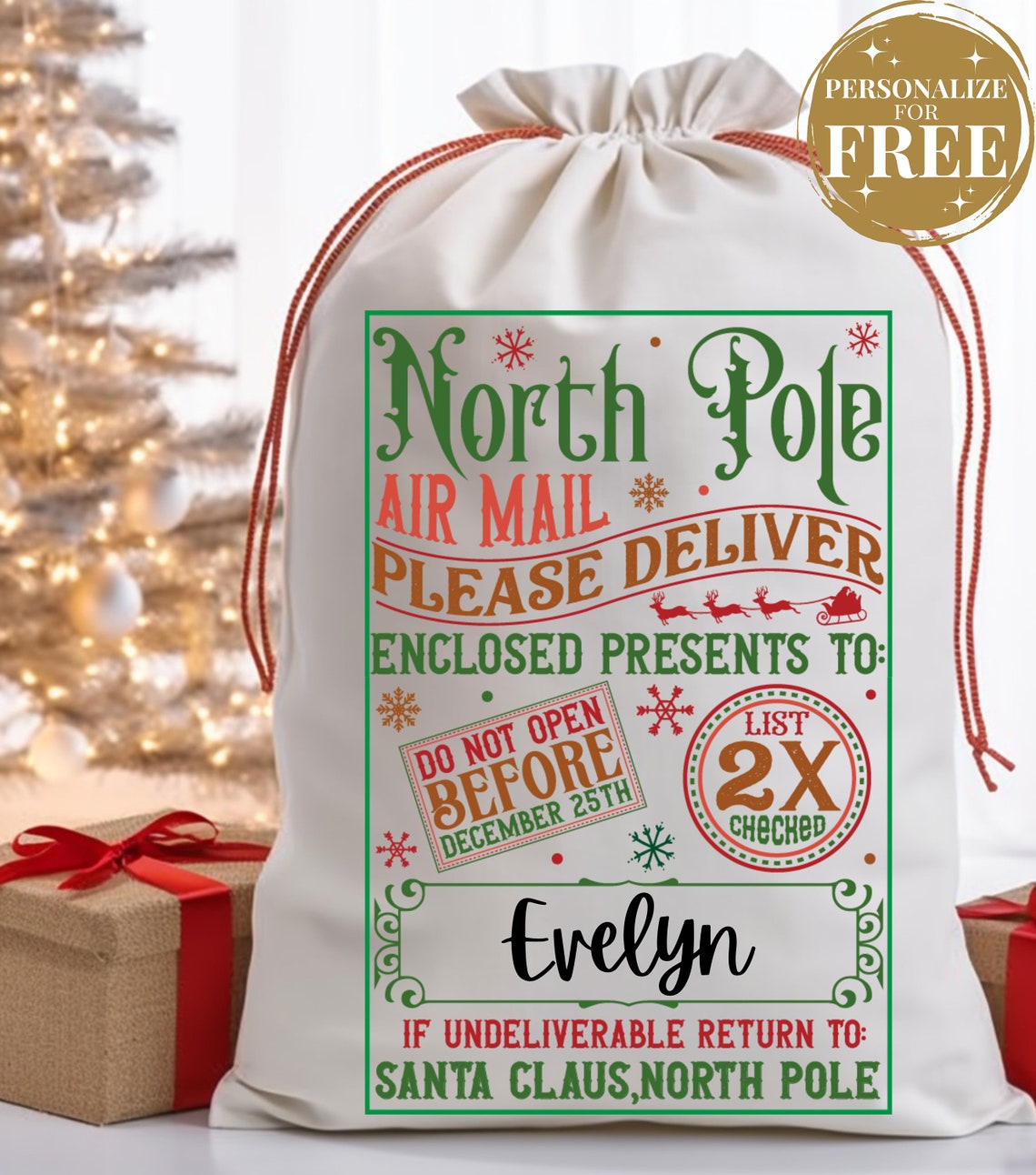Large Personalized Santa's Sack, Jumbo Santa Claus Bag for Christmas ...