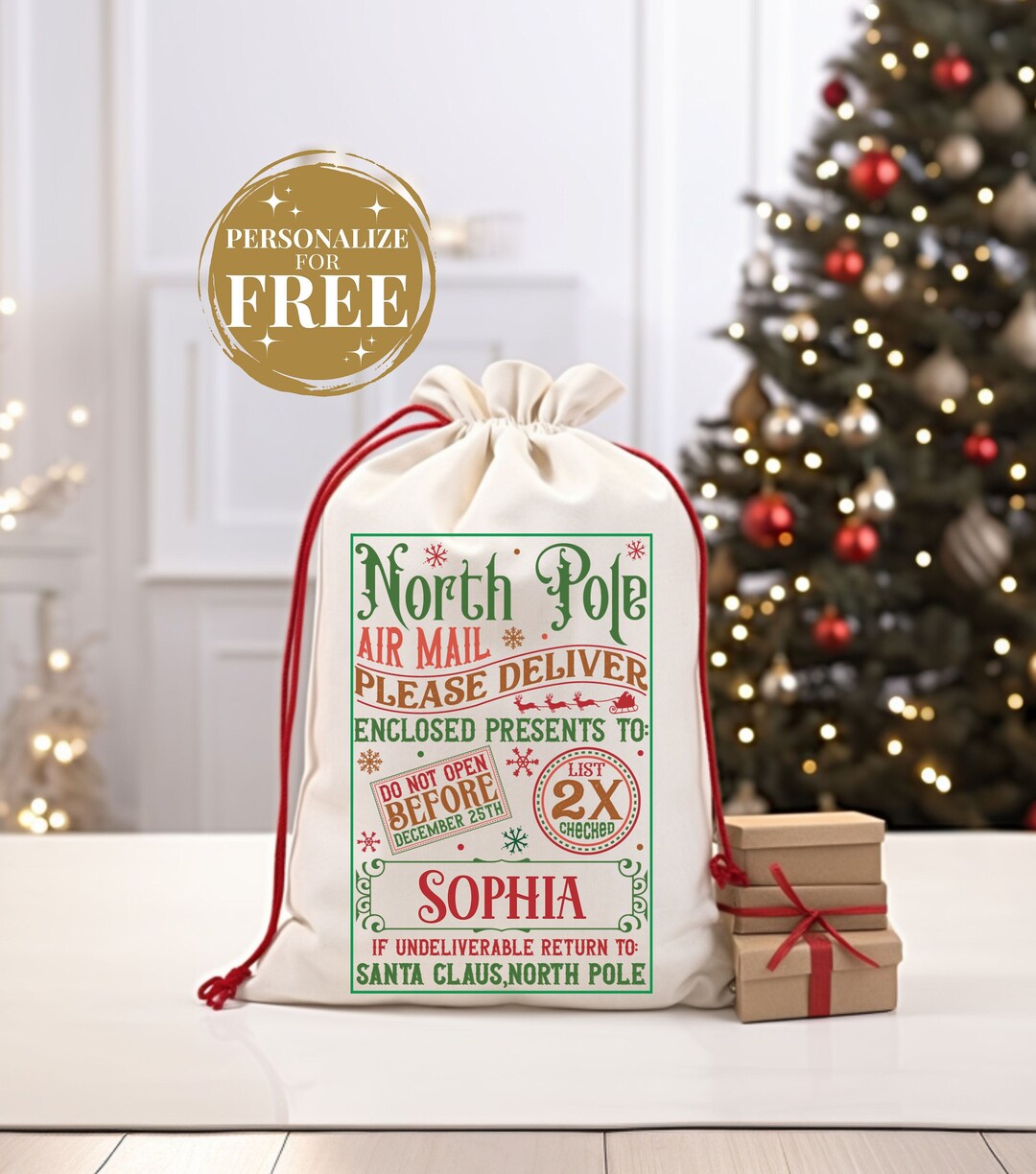 Large Personalized Santa's Sack, Jumbo Santa Claus Bag for Christmas ...