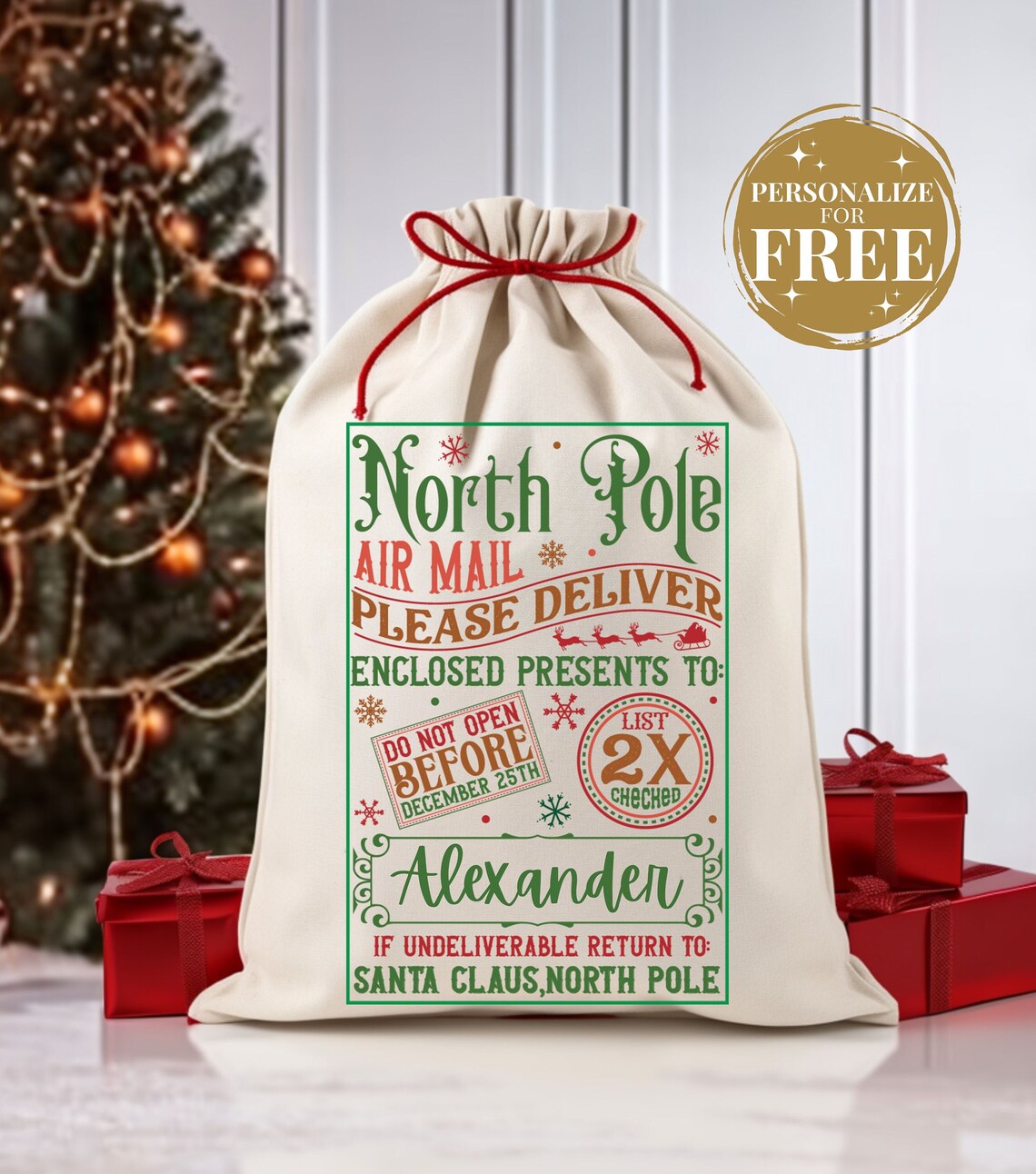Large Personalized Santa's Sack, Jumbo Santa Claus Bag for Christmas ...