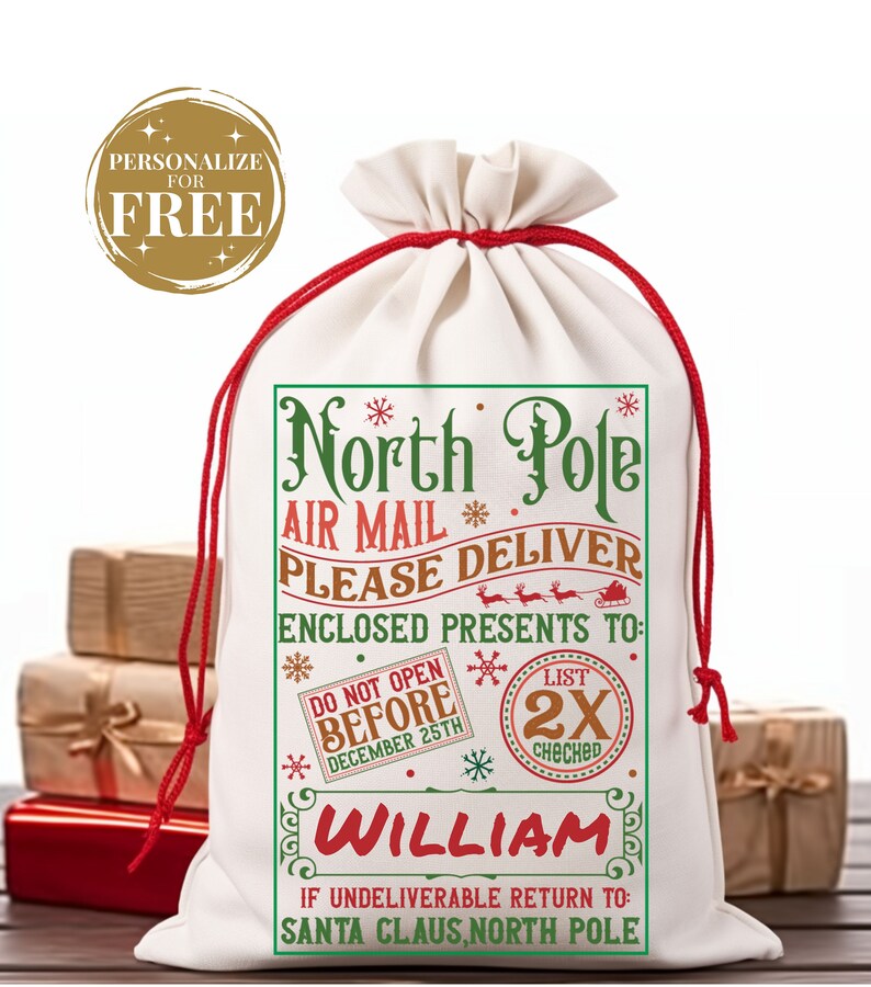 Large Personalized Santa's Sack, Jumbo Santa Claus Bag for Christmas ...