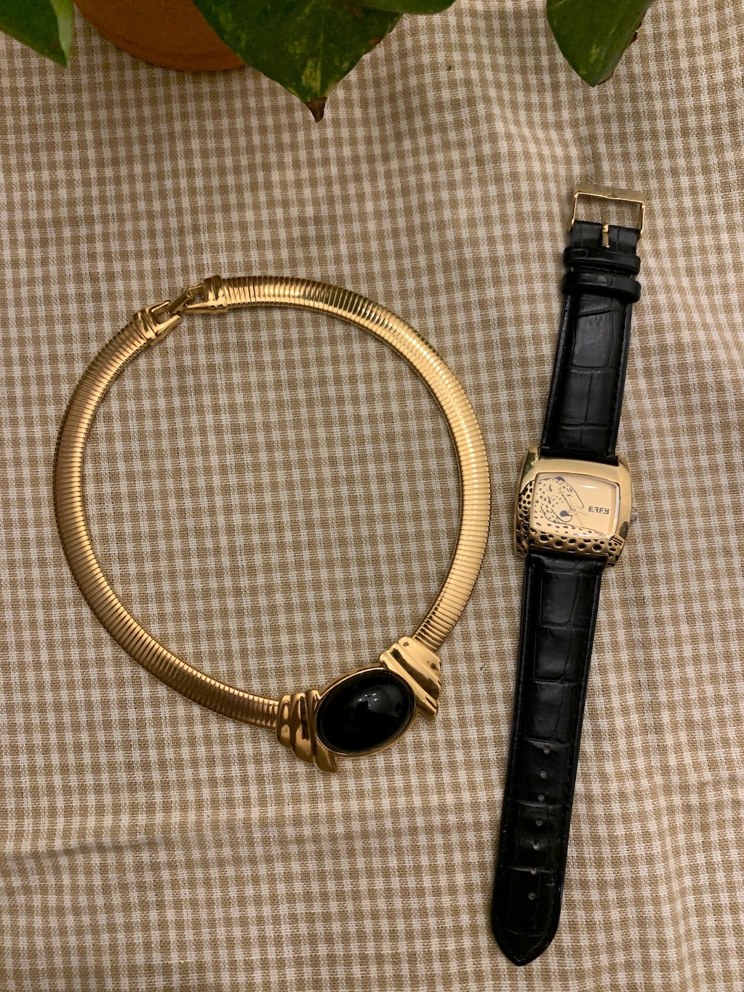 Vintage Effy and Trifari Bundle. Retro Effy Leopard Tank Watch Paired ...