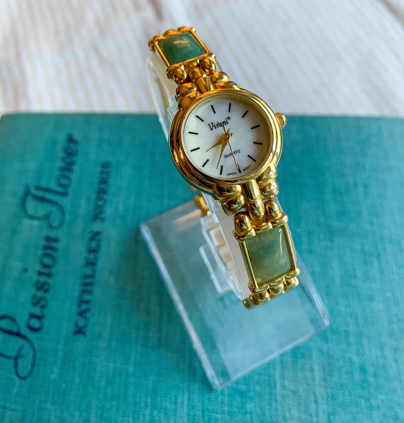 Vivani Dainty Vintage Ladies Watch With Mother of Pearl Dial & Green ...