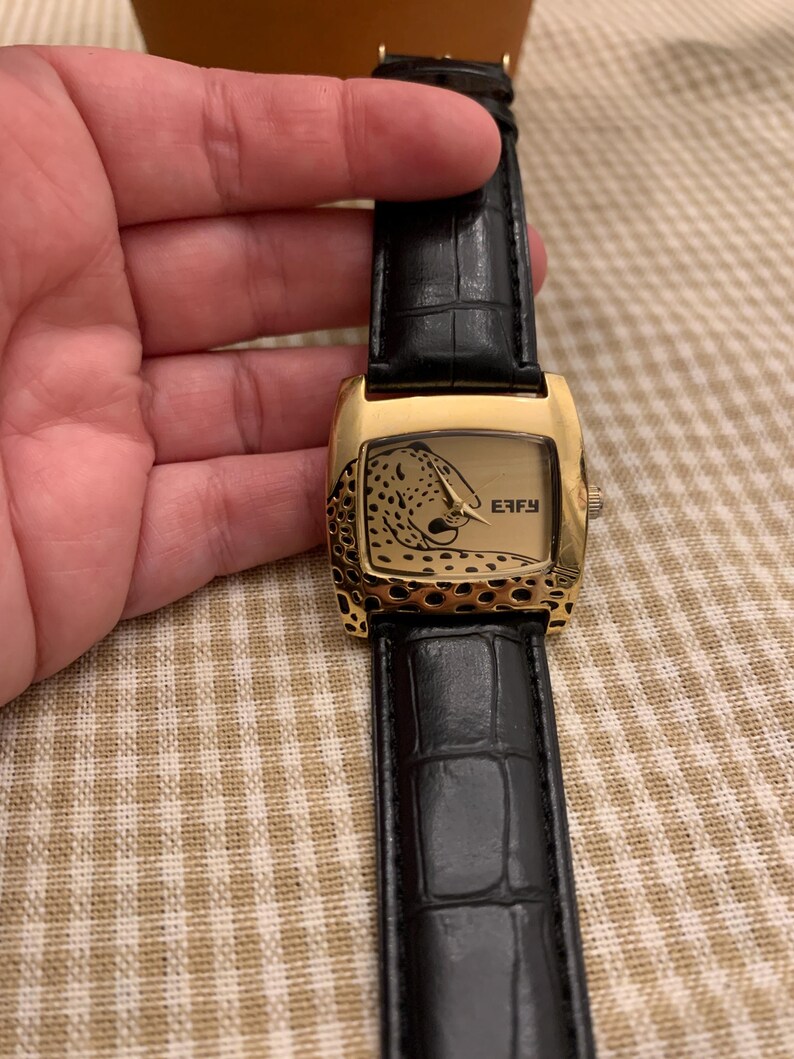 Vintage Effy and Trifari Bundle. Retro Effy Leopard Tank Watch Paired ...