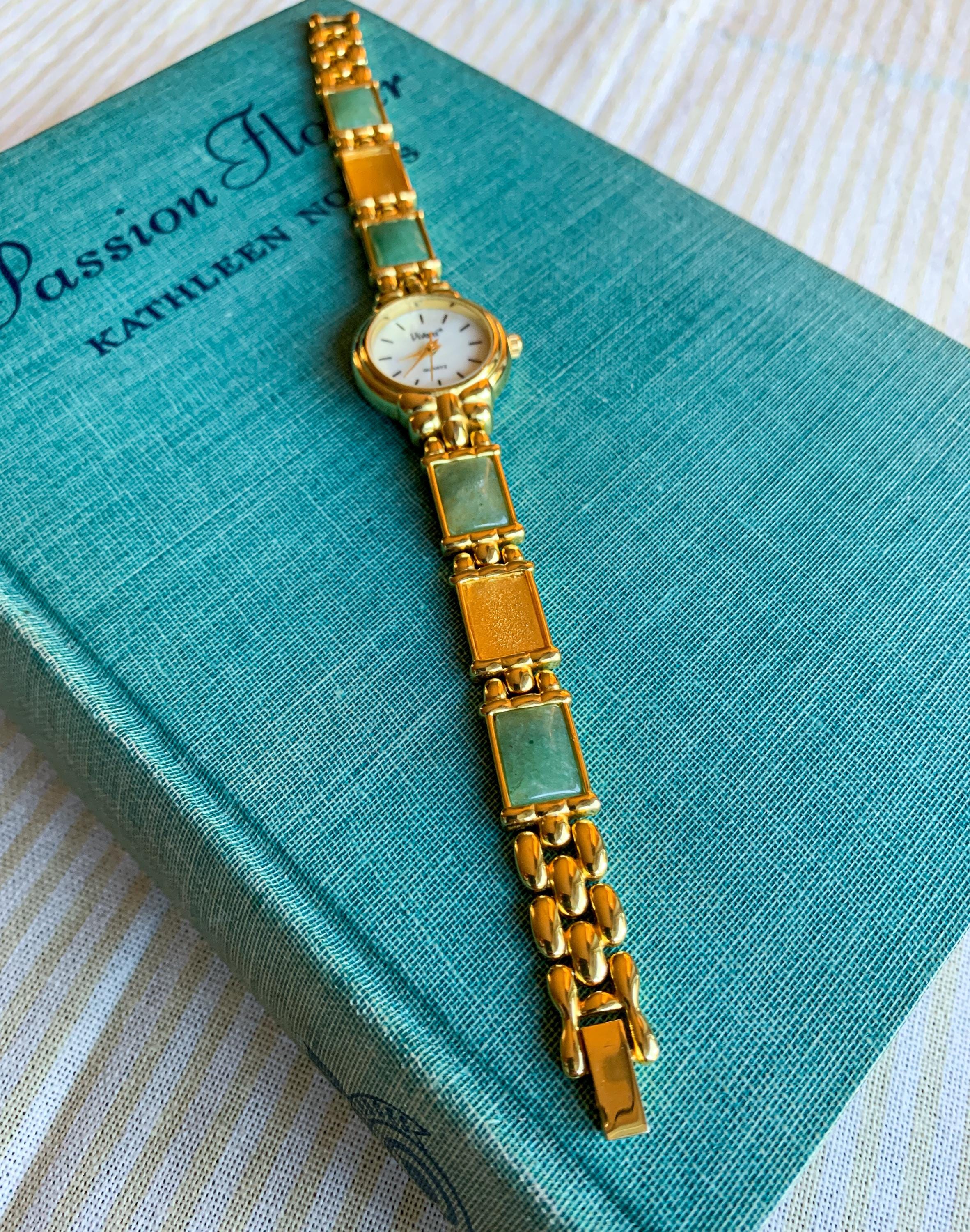 Vivani Dainty Vintage Ladies Watch With Mother of Pearl Dial & Green ...